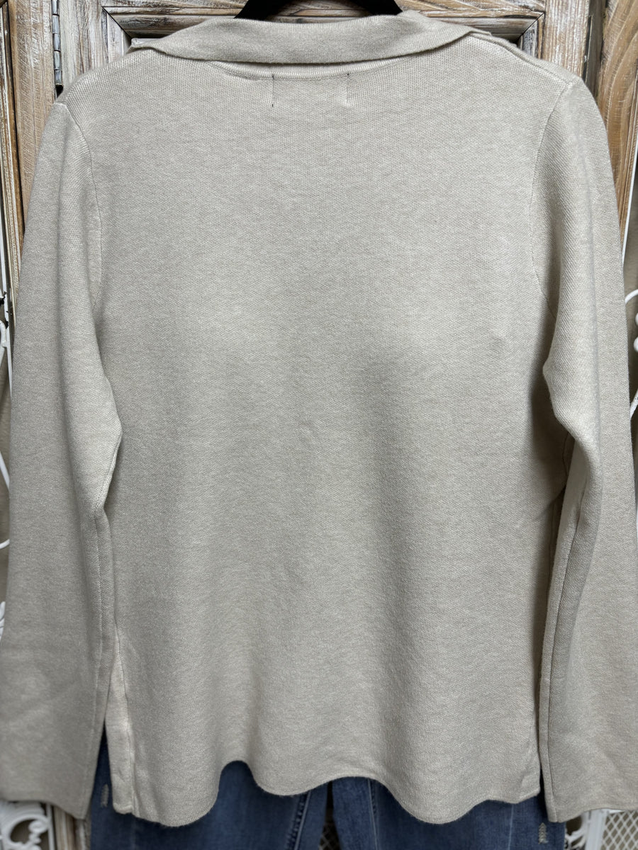 Ivory Notched Collar Sweater Jacket Coat Eternelle Brand