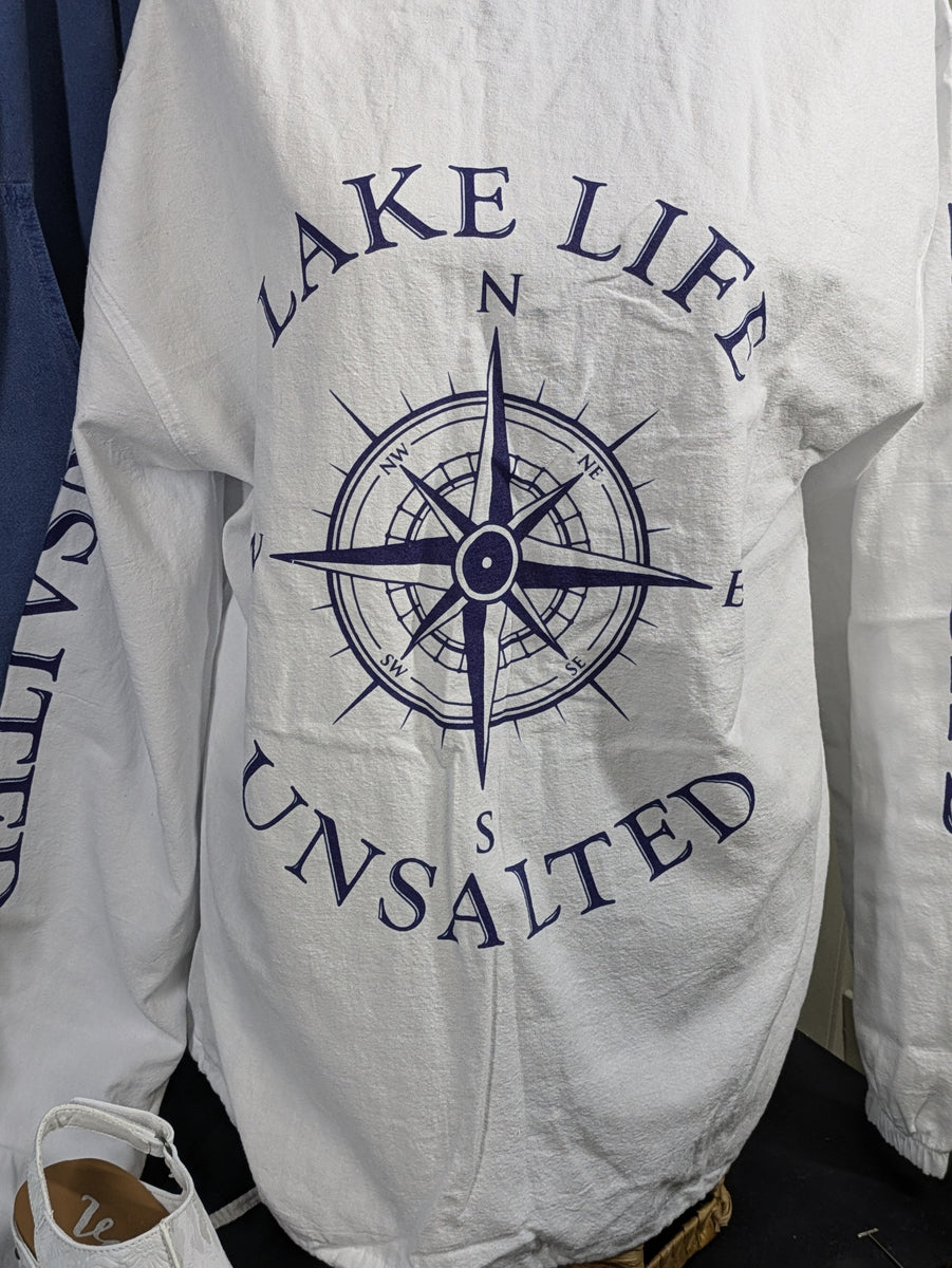 Lake Life Unsalted White or Blue Hooded Jacket by Cottonseed Brand