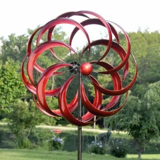 Aspen Red Kinetic Garden Wind Spinner Sculpture Garden Art