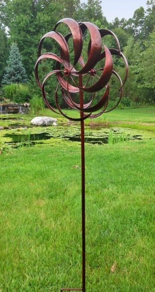 Windward Antique Copper Kinetic Metal Wind Spinner Outdoor Garden Art