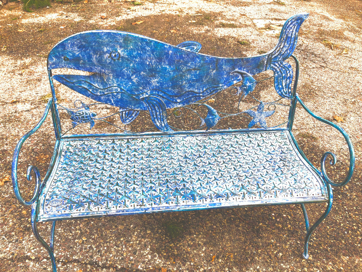 Metal Whale Bench | Nautical Bench | Whale designed bench | Free Shipp