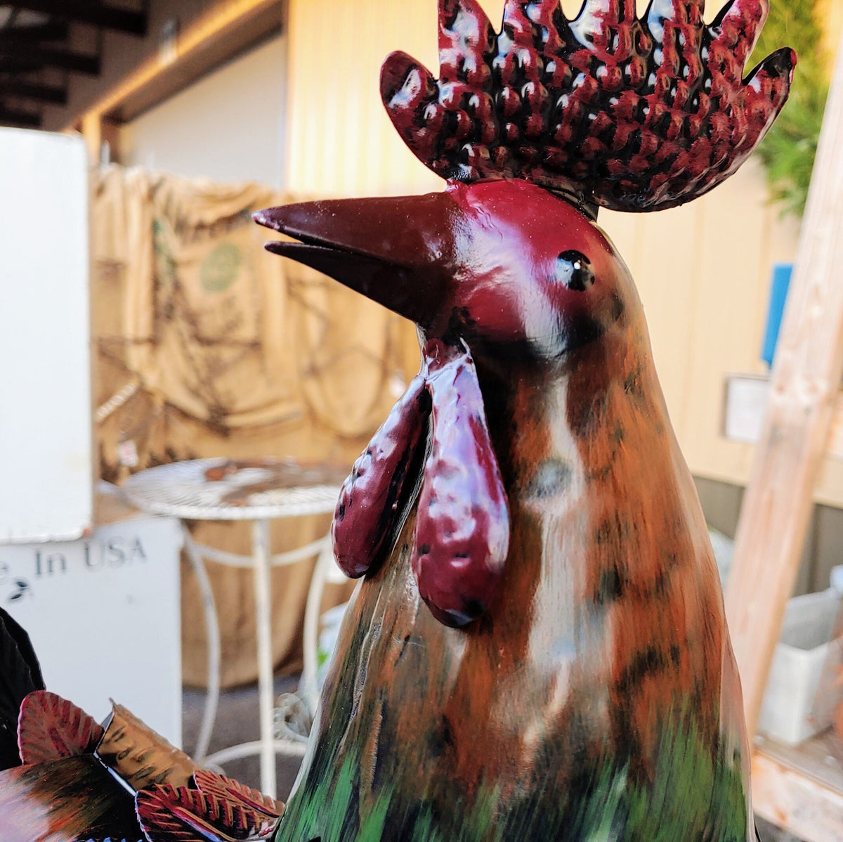 Roosters -Large Metal Rooster Statue Garden Sculpture Chicken Animal ...