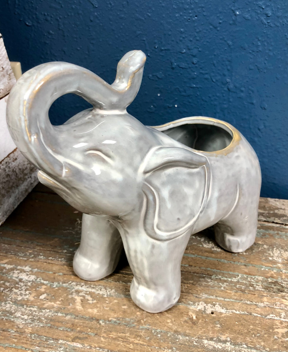 Ceramic Elephant Planter | White Elephant Flower Pot